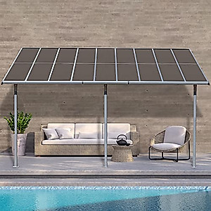 BPS 16.5' x 10' Wall Mount Gazebo Outdoor Pergola Polycarbonate Gazebo with Water-Resistant and UV-Fighting Panels Canopy