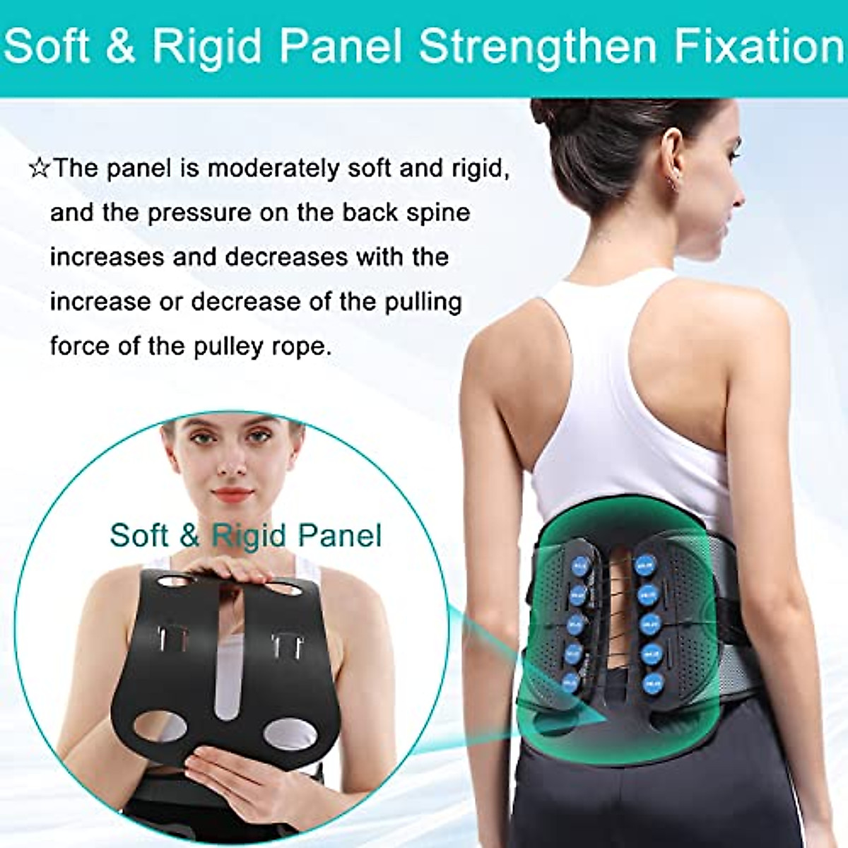 LSO Back Brace with Removable Decompression Panel Back Support& Back Cover for Free,Pulley System Lumbar Support Belt for Sciatica Pain, Disc Injury and After Laminectomy or Spinal Fusion Surgery(L)