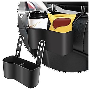 2 in 1 Car Seat Back Organizer with 3.2" Cup Holder,Multifunction Car Headrest Seat Back Organizer for Drink Food Tray,Universal Headrest Cup Holder for Most Cars Trucks SUVs