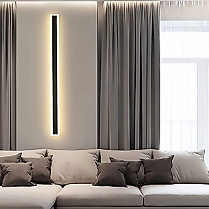 Aidenkid Outdoor LED Wall Lights Modern Wall Mounted Sconce Rectangular Long Strip Wall Lamps White Acrylic IP67 for Garden Terrace Background Wall (RGBCW, 67 INCH)