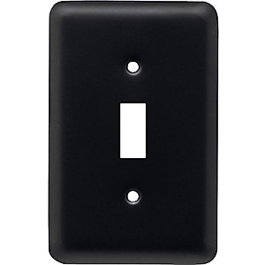 Franklin Brass Stamped Round (1-Pack) Decorative Light Switch Cover Wall Plates Matte Black 1-Gang Wall Plate Switch/Toggle Plate Guards Electrical Outlet Covers W10245-FB-C