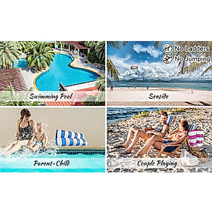 【4 Pack】 Premium Swimming Pool Float Hammock, Multi-Purpose Inflatable Hammock (Saddle, Lounge Chair, Hammock, Drifter), Water Hammock Lounge (Dark & Light Blue & Orange & Pink) …