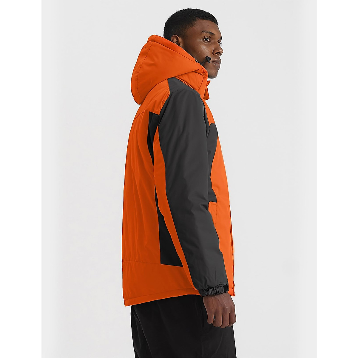 GEMYSE Men's Mountain Waterproof Ski Snow Jacket Winter Windproof Rain Jacket (Orange Grey 01,X-Large)