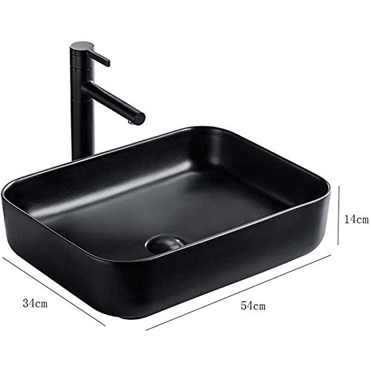 Bathroom Vanity Sink Tops Bathroom Vessel Sinks Matte Black Ceramic Countertop, Container Tub Type Basin Sink for Toilet, Vanity Cabinet