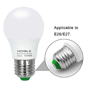 Honle E26 LED Light Bulbs 3W 12V Low Voltage Daylight White 6000K E27 Edison Standard Screw Base 25W Equivalent for Rv, Off Grid Solar Panel Project, Boat, Pack of 2