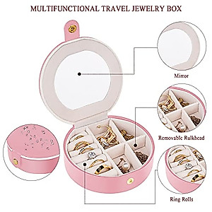 Kioten - 2 Pack Jewelry Box, Travel Jewelry Box Built-Mirror, With 1psc Random Color Perfume Atomizer, Girls And Women Jewelry Box, Adjustable Compartment, Pink