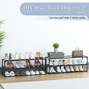 TY ARTS & CULTURE 2 Pack 6-Tiers Shoe Rack Organizer, Sturdy Metal Pipes & Durable Non-Woven Fabric, Space Saving Tall Shoe Rack Hold 48-60airs, Shoe Rack for Entryway (Black)