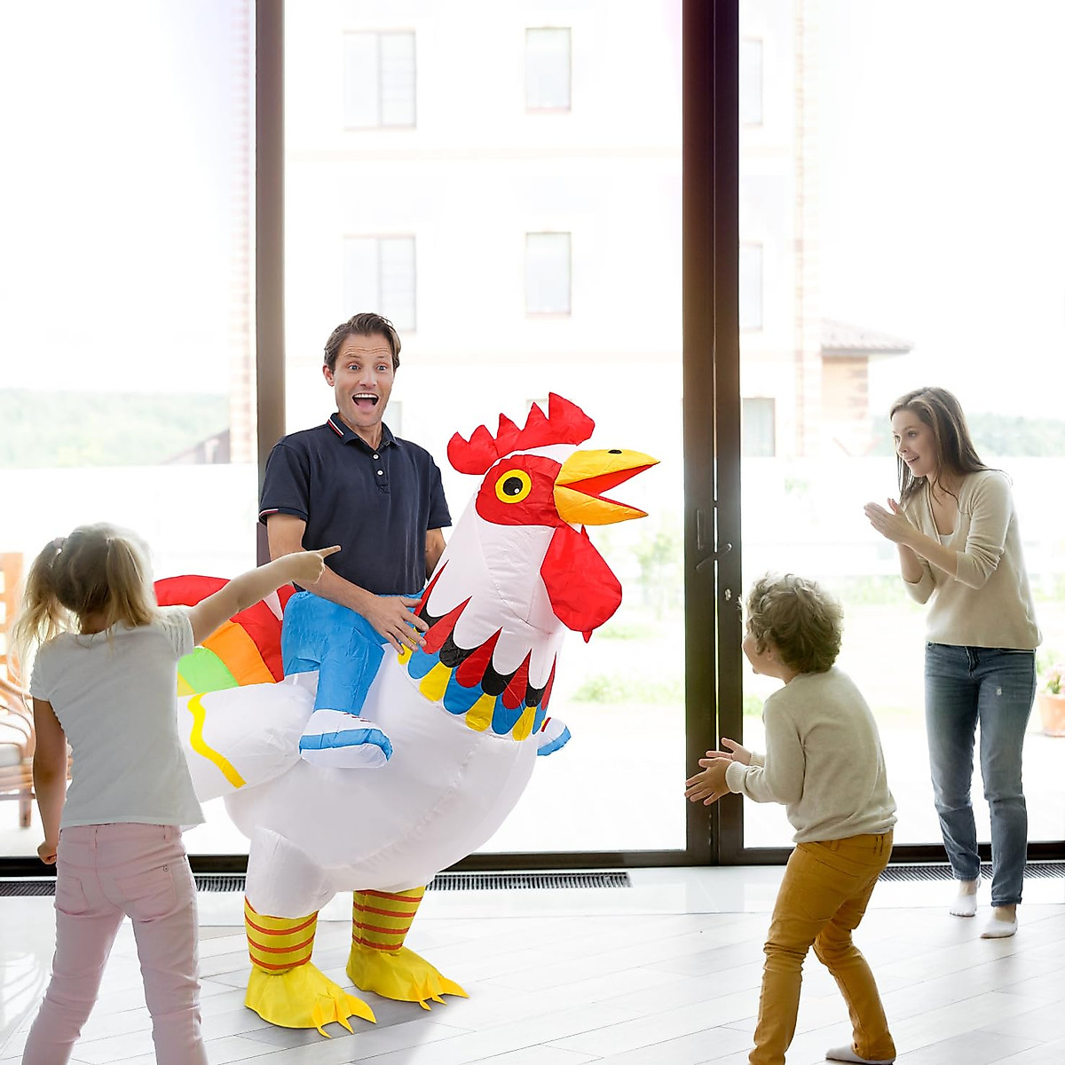 M MH ZONE Inflatable Chicken Costumes for Adult Funny Halloween Costumes Cock Rooster Costume Adult Size Cosplay Costume Suit