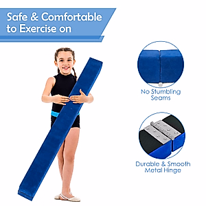 Giantex 7FT Folding Floor Balance Beam for Girls, Boys, Toddlers, Teens Sports Gymnastics Skill Performance Training Easy Storage (Blue)