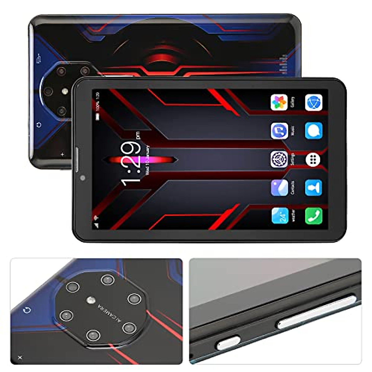 7 Inch Calling Tablet, Dazzling Orange HD Tablet Octa Core Front 500W Rear 800W 4GB 32GB Anti Blue Light for 10.0 (US Plug)