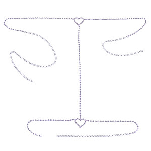 Rhinestone Heart Leg Chain Rhinestone Thigh Chain Silver Crystal Leg Chain Rhinestone Waist Chain Belly Jewelry for Women Party(Waist)
