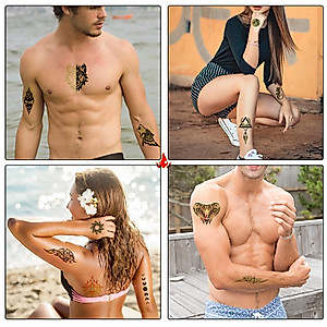 HOWAF Glow in Dark Temporary Tattoos for Adult Men Women Kids(14 Sheets), Waterproof Temporary Tattoo Moon Sun Wolf Lion Totem Fake Tattoos Body Art Sticker Arm Hand Neck Wrist