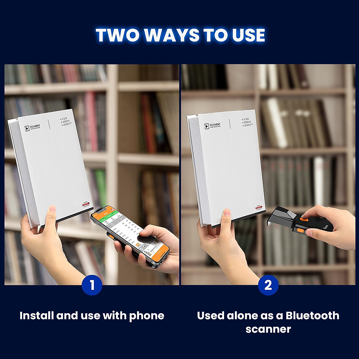 Eyoyo 2D Back Clip Phone Barcode Scanner, Super QR Bluetooth Barcode Reader with 1600mAh Rechargeable Battery, iPad, iPhone and Android Compatible, for Inventory Management
