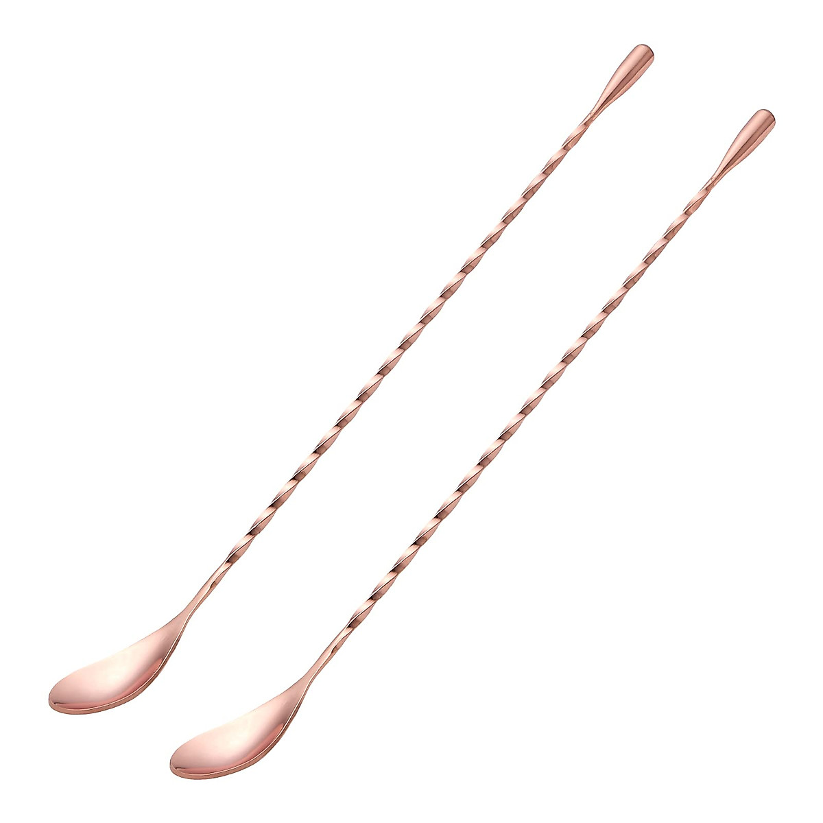 2 Pcs 12 Inches Bar Spoon, Long Handle Mixing Stirrers for Drink, Briout Stainless Steel Bar Cocktail Shaker Spoon, Rose Gold