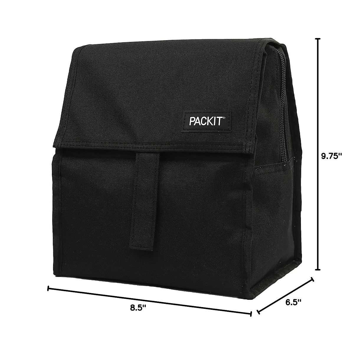 PackIt Freezable Lunch Bag with Zip Closure, Black