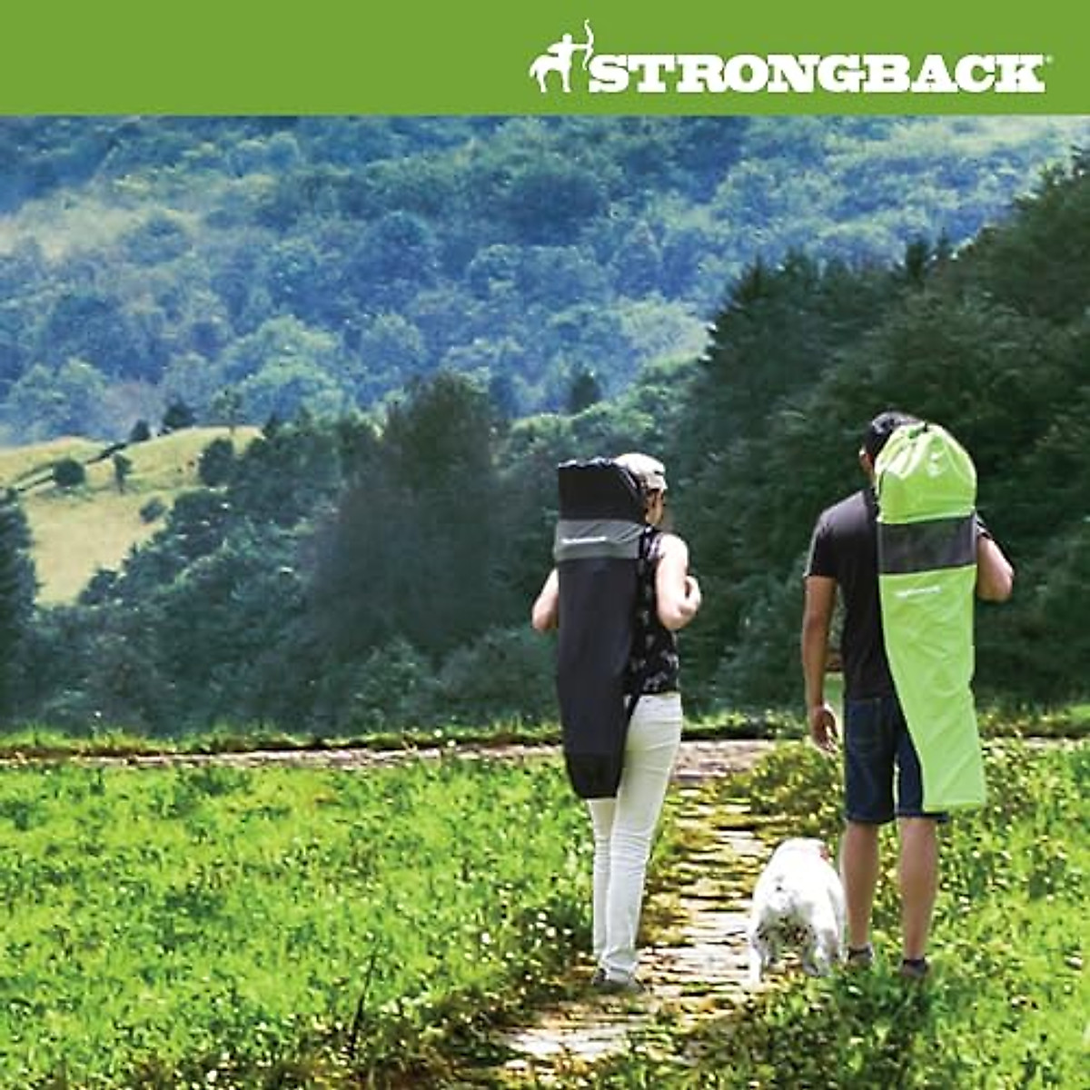 STRONGBACK Elite 2.0 Adult Camping Chair with Lumbar Support and Carry Bag, Lime Green/Grey