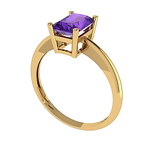 Clara Pucci 1.0 ct Radiant Cut Solitaire Natural Amethyst gemstone Bridal Designer Anniversary Engagement Ring Real 14k Yellow Gold