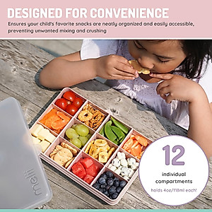 melii Snackle Box – Divided Snack Container, Food Storage for Kids, Removable Dividers, Arts & Crafts, Beads, BPA-Free – 12 Compartments (Grey)