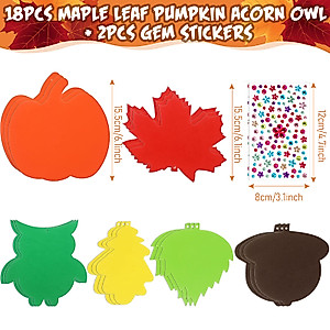 Halloween Foam Pumpkin Craft Kit Decoration Autumn Foam Sticker Set Large Maple Leaf Gem Sticker Self-Adhesive Fall Sticker Craft Kit for Boy Girl Thanksgiving Halloween Party Supplies (18)