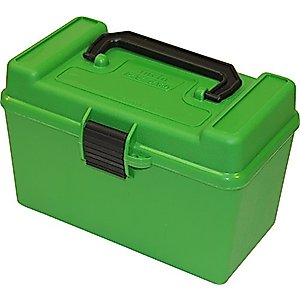 MTM H50-RL Deluxe 50 Round Rifle Ammo Box 25-06 Rem, 270 Win., 30-06 Spr., 7x57 Mauser, Green, Large (H50-RL-10)