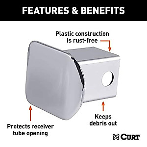 CURT 22171 Chrome Plastic Trailer Hitch Cover, Fits 2-Inch Receiver