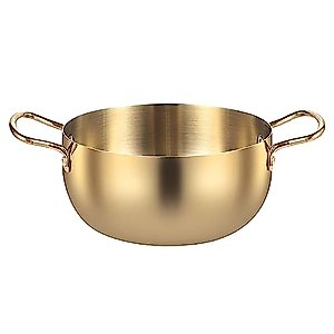Gralara Instant Noodles Pot Korean Noodle Pot Stainless Steel Multipurpose Portable Ramen Cooking Pot Ramyun Cooker for Picnic Camping Soup Stew, 22cm