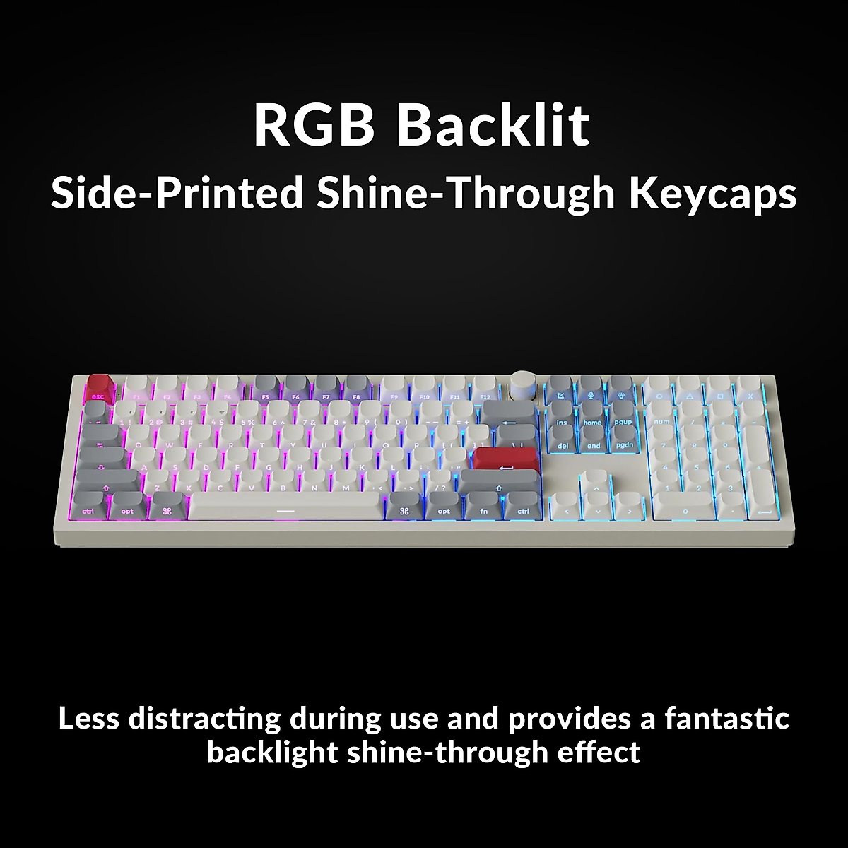 Keychron Q6 Max QMK/LAUNCHER Wireless Bluetooth/2.4 GHz/USB-C Wired Custom Mechanical Keyboard, Full Size Programmable Knob RGB Backlit Hot-Swappable Gateron Brown Switch for Mac Windows Linux - White