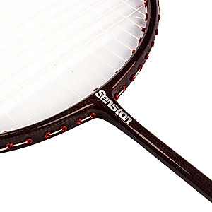 Senston Professional Woven Badminton Racket 100% Full Carbon-Fiber High-Grade Badminton Racquet Including Grip Racket Cover Red Color