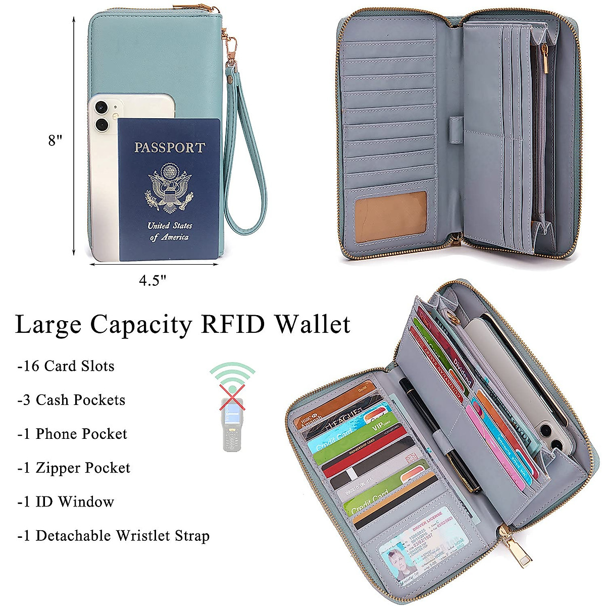 Large Crossbody Bags Ladies Shoulder Handbags Purse and Wallet Set for Women Totes Hobo Purses SkyBlue