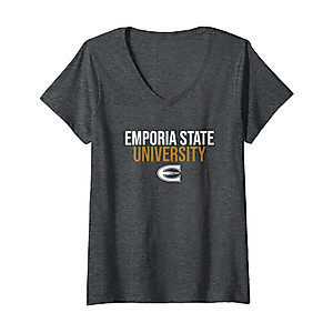Womens Emporia State University ESU Hornets Stacked V-Neck T-Shirt