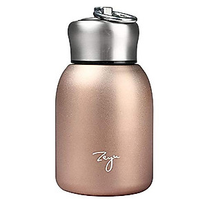 Mini Water Bottles,9 oz Vacuum Thermo Bottle with Leakproof Stainless Water Flask for Coffee Hot and Cold Drink,Portable Sport (Rose gold color)