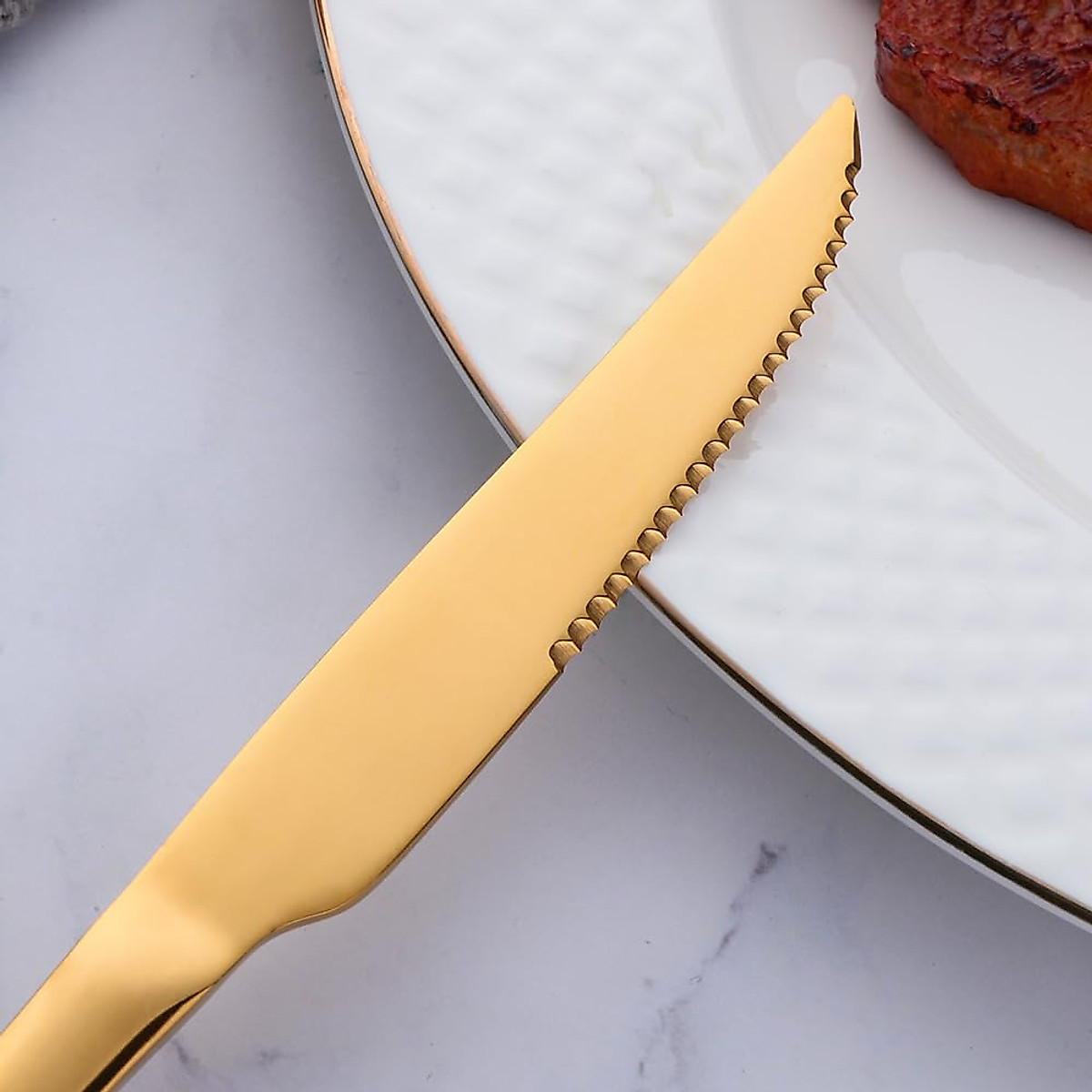 TEAHAHA Steak Knife Set,Stainless Steel Steak Knives Set of 8,Sharp Serrated Steak Knife For Kitchen Restaurant Party,9 Inches Meat Knife Set, Dinner Knife,Mix colors