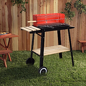Charcoal Grill Outdoor With Side Tables, Barbecue Grill Backyard Griller Party Bbq Picnic Patio Cooking Charcoal Bbq for Wedding Gift 33.46"L x 16.54"W x33.86"H
