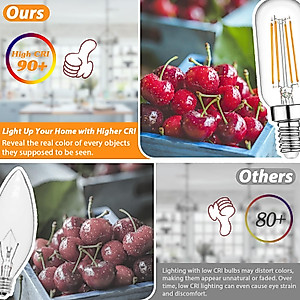 E12 Edison LED Light Bulbs 40 Watt Equivalent Candelabra, Dimmable 2700K Warm White T6 Clear LED Bulbs 4W 400lm Vintage T25 for Chandelier Ceiling Fan, Tubular Small Filament Bulbs, 6 Packs