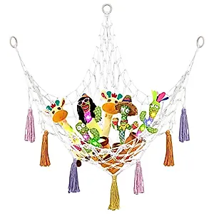 MILEGI Stuffed Animal Net or Hammock, Stuffed Animal Storage Plush Toy Storage Hammock Corner Organizer Mesh Large Hanging Corner Organizer Mesh Hammock for Stuffed Animals Plush Toys Girls Boys