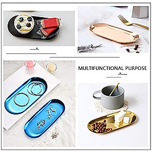 2 Pack 9in Stainless Steel Storage Tray, Premium Metal Organizer Plate to Hold Fruit, Tea, Cosmetics, Jewelry, Oval Stainless Steel Towel Tray for Vanity, Bathroom, Closets (Silver)