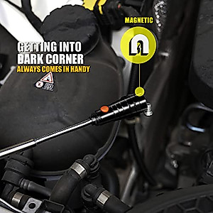 Magnetic Pickup Tool with 3 LED Lights, Telescoping Magnet Flashlight, Cool Gadget Valentines Day Gifts for Men, Dad, Father, Handyman, Husband, Boyfriend or Women, Black