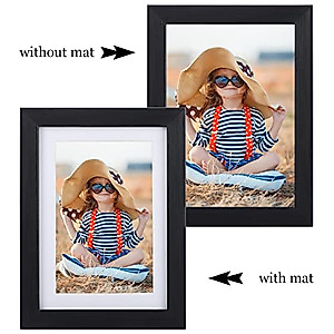 Giftgarden 5x7 Picture Frame Set of 4, 6x8 Matted to Display 5 by 7 Photo with Mat or 6 by 8 without Mat for Wall or Tabletop, Black