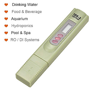 uxcell TDS-3 PPM Conductivity Meter Digital Tester for Ro Water Aquarium Pool Green