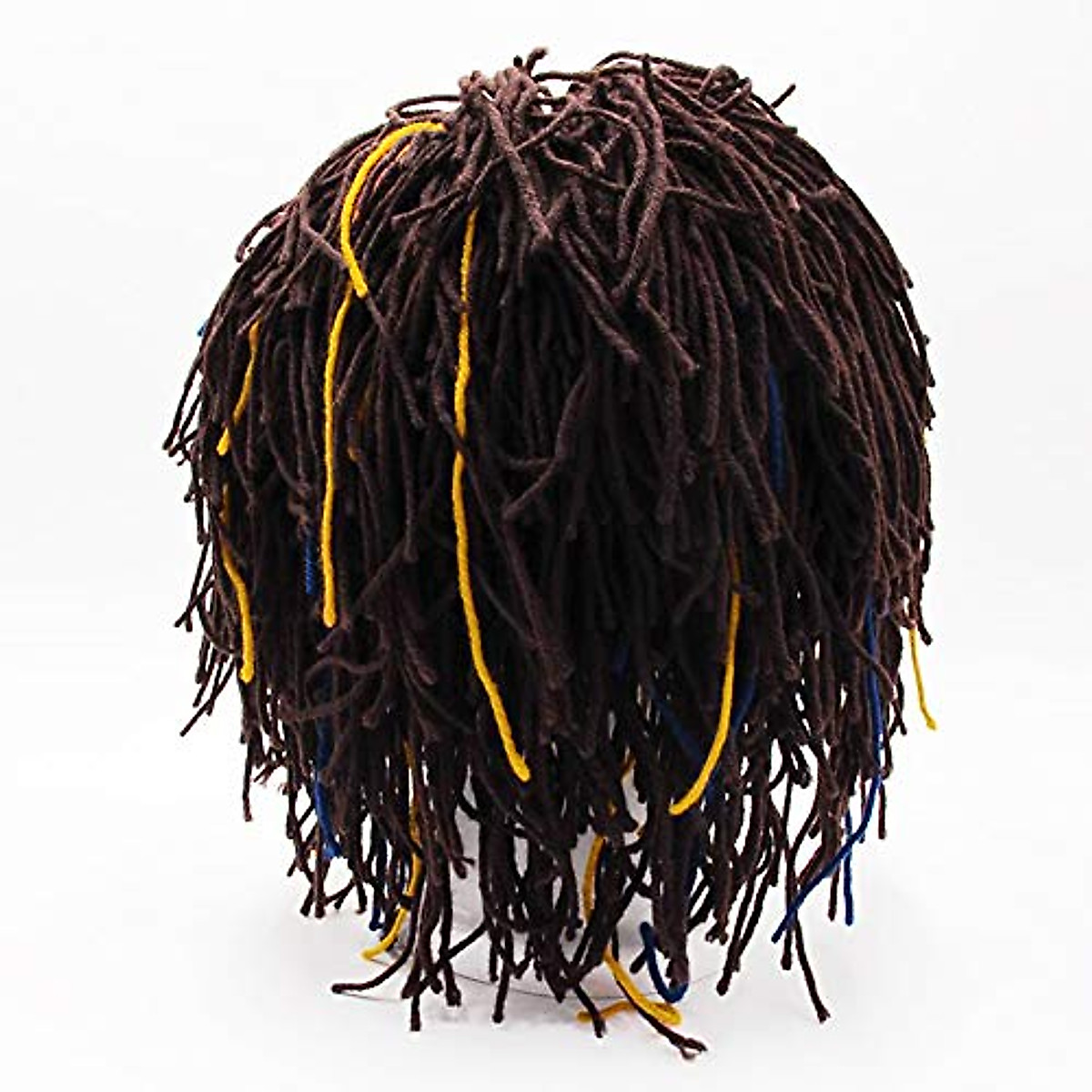 Kirmoo Knit Rasta Beanie Hats for Men Funny Winter Hats for Adults Jamaican Hat with Dreadlocks Fake Dreads Wig (Brown Beanie)