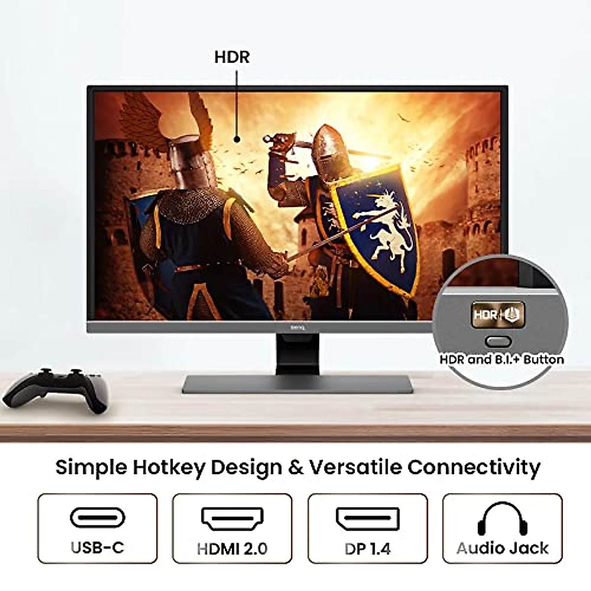 BenQ EW3270U Premium Monitor 32" 4K UHD | HDRi | DCI-P3 | Eye-Care Tech | Adaptive Brightness | Tilt Screen | Built-In Speakers | Eye Reminder | DisplayPort | HDMI | USB-C,Black