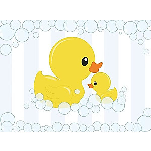8x6ft Photography Background Cute Little Yellow Duck Theme Baby Shower Bubble Backdrop Ducky Party Event Decorations Banner Pictures Photo Booth Props W-1985