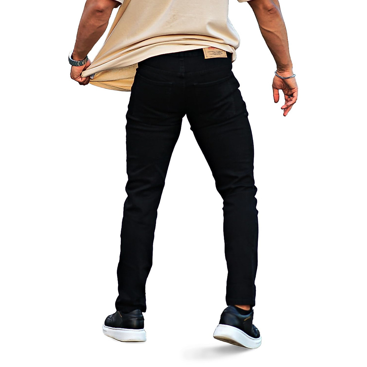 Mens Slim Fit Jeans Stretchy Black Denim Pants for Men Slim Leg 34x30