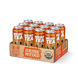 Drink Weird - Weird Tea, White Peach Oolong Tea, Certified Organic Functional Iced Tea with 160mg of Natural Caffeine, 12 Pack of 16oz Cans