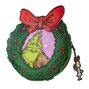 Loungefly Dr. Seuss Grinch Christmas Wreath Crossbody Bag