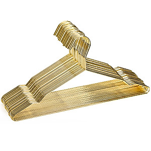 Tosnail 30 Pack 16.5" Stainless Steel Strong Wire Metal Hangers, Heavy Duty Clothes Hangers, Space Saving Closet Organizer - Gold