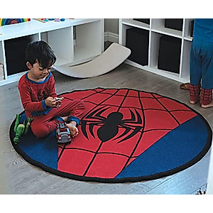 Marvel Spider-Man Chest Logo 52-Inch Round Printed Area Rug | Indoor Floor Mat, Accent Rugs For Living Room and Bedroom, Home Decor For Kids Playroom | Comic Book Gifts And Collectibles