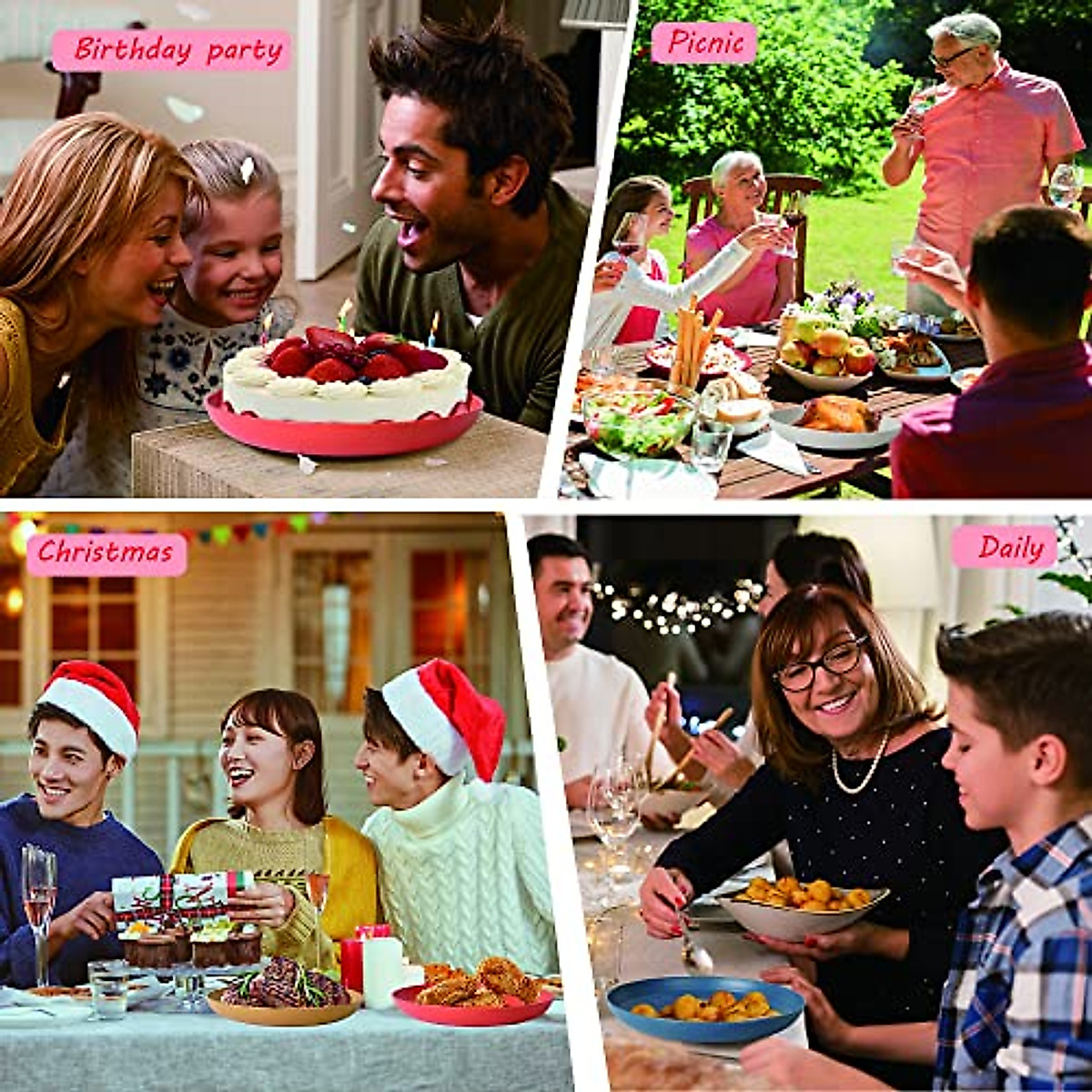 DLF. DONGLINFENG Wheat Straw Plates 6-Piece Unbreakable Wheat Plastic Dinner Plates (Deep Dish/Picnic Plate) 9-Inch