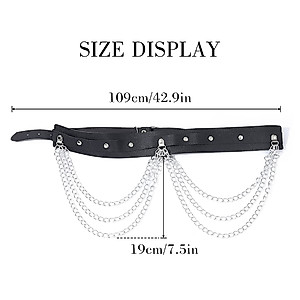 Sinalty Punk Harness Waist Chain Leather Belt Chains Black Layered Body Chain Party Body Jewelry Accessories for Women and Girls (1)