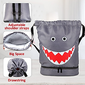 ZIXINZIYI Kids drawstring bag,Kids swim bag,Dry and wet storage bag for boys and girls,Kids sports beach camp backpack